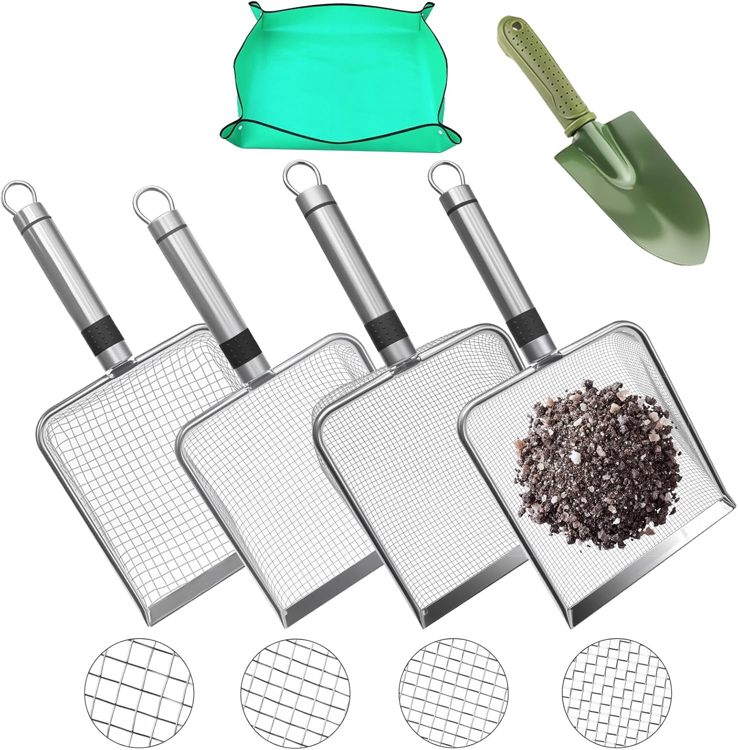 4PS Soil Sifter Gardening Kit (Mesh Sizes: 2mm / 2.8mm / 3.8mm / 5mm ...
