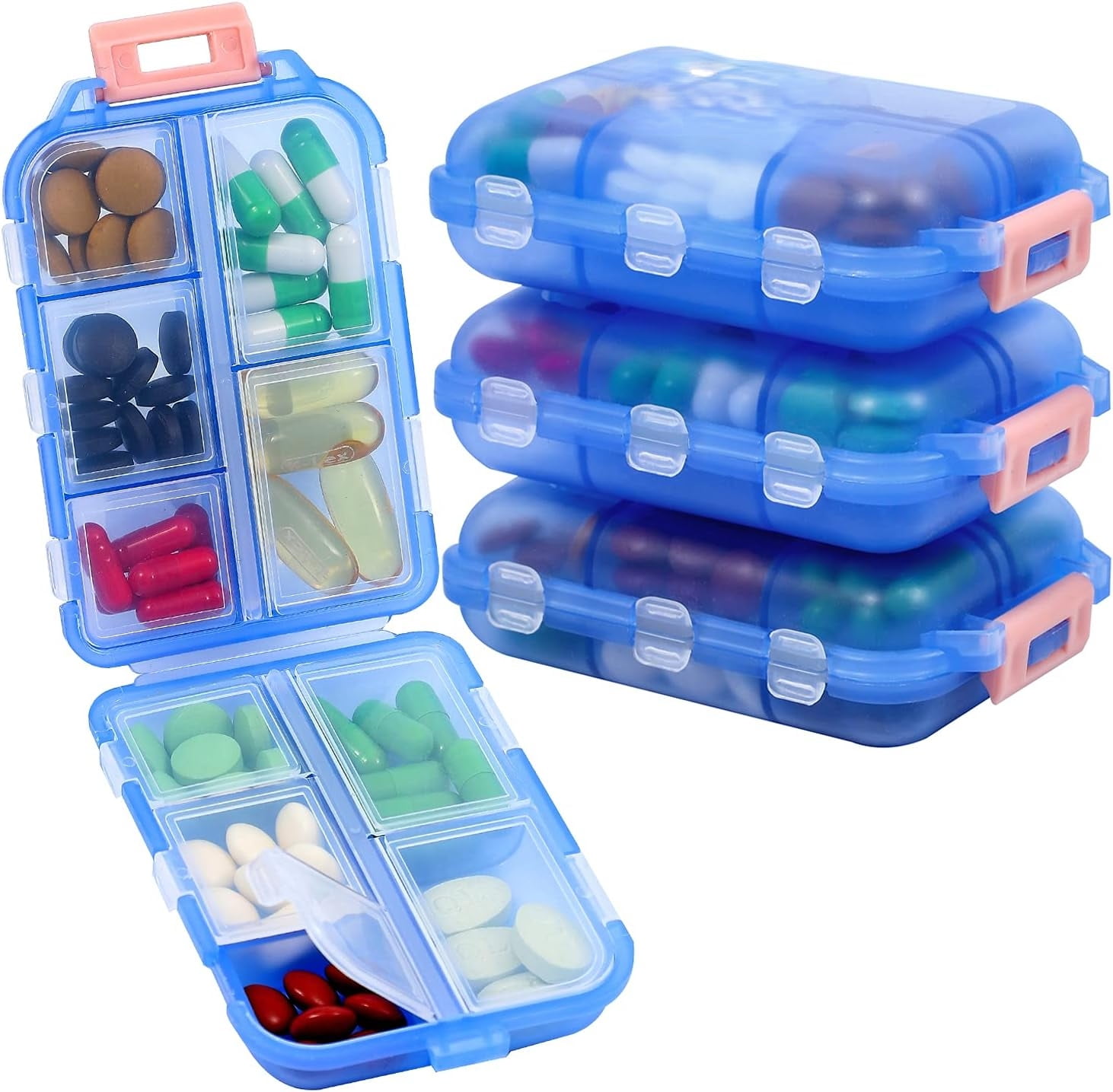 4PS Travel Pill Organizer with 164 Slice Labels，10 Compartments Travel ...