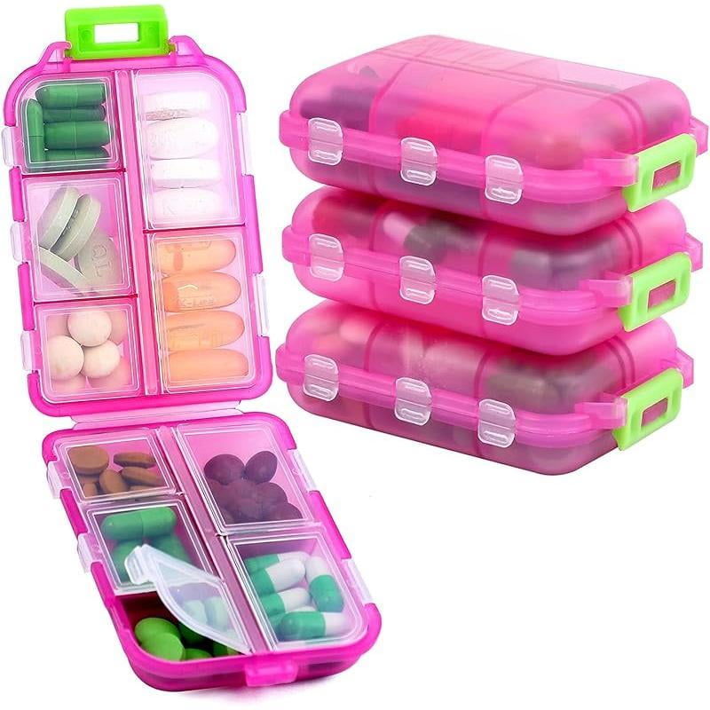 4PS Travel Pill Organizer with 164 Slice Labels,10 Compartments Travel ...