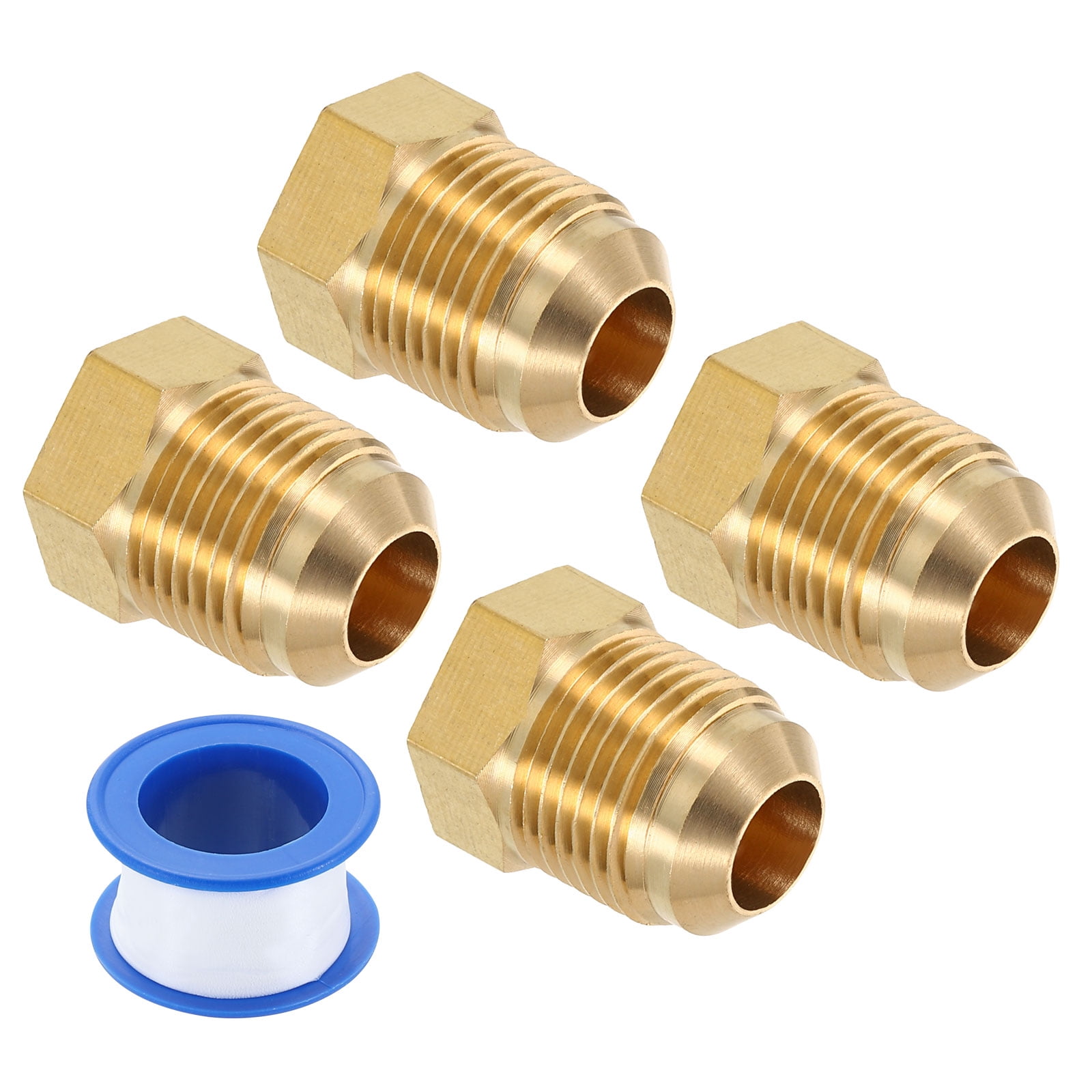 4Pack 1/2" Tube OD Brass Flare Plugs, 3/4"-16 UNF Male Thread SAE Pipe ...