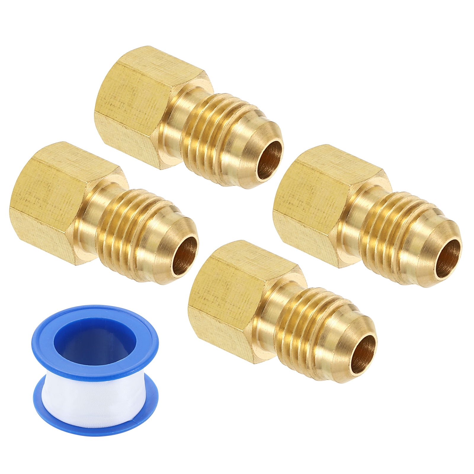 4Pack 1/4" Tube OD Brass Flare Plugs, 7/16"-20 UNF Male Thread SAE Pipe ...