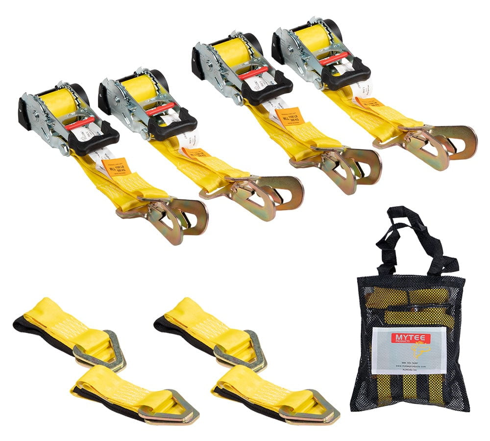 4Pack 1''x12' Retractable Ratchet Straps Kit w/Snap Hook, Axle Straps w ...