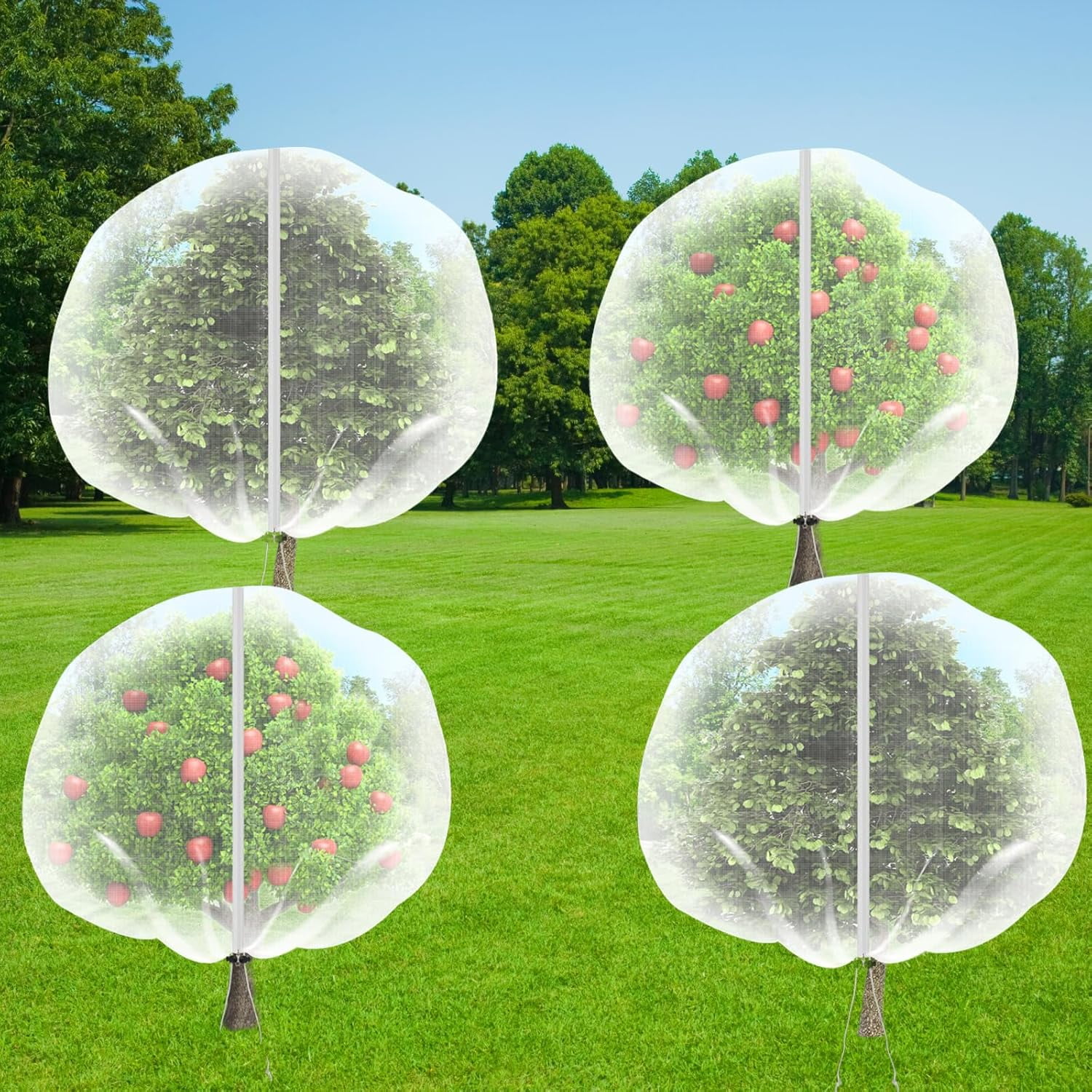 4Pack 10 * 10FT Large Fruit Tree Netting Bags with Zipper and ...