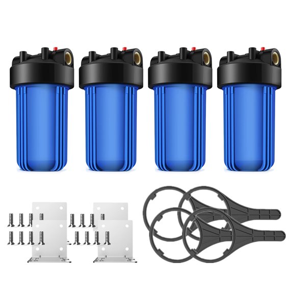 4Pack 10 Inch Big Blue Whole House Water Filter Housing For Well City ...