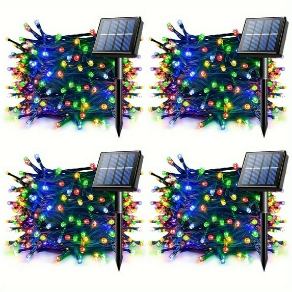 4Pack 100LED Solar String Lights Total 131Ft, Solar Christmas Tree ...