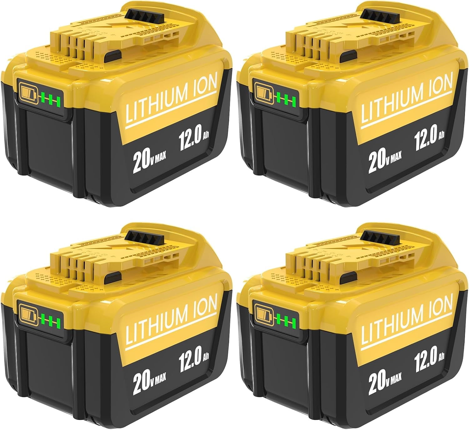 4Pack 12.0Ah Replacement for Dewalt 20V Max Battery Compatible with ...