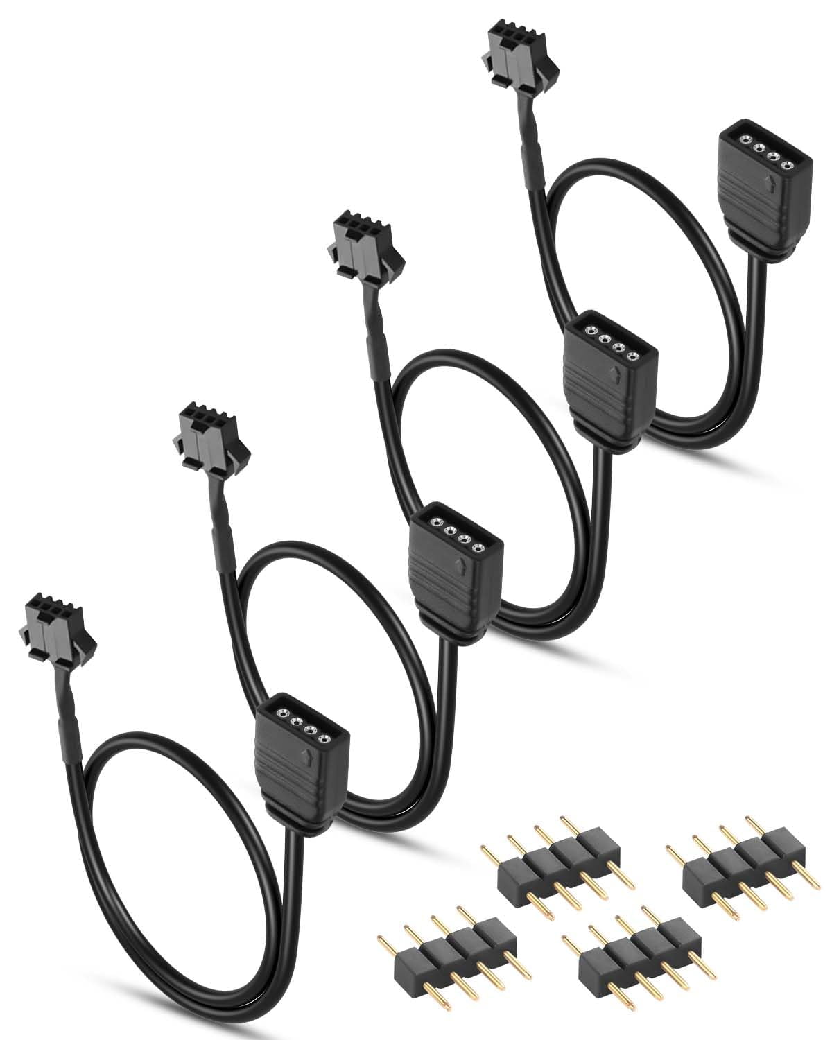 4Pack 12V 4 Pin RGB Extension Cable, 12V 4 Pin to SM 4Pin Female ...