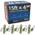 4Pack 15FT Reflective Adjustable Tie Down Ropes, 1/8 Inch Green ...