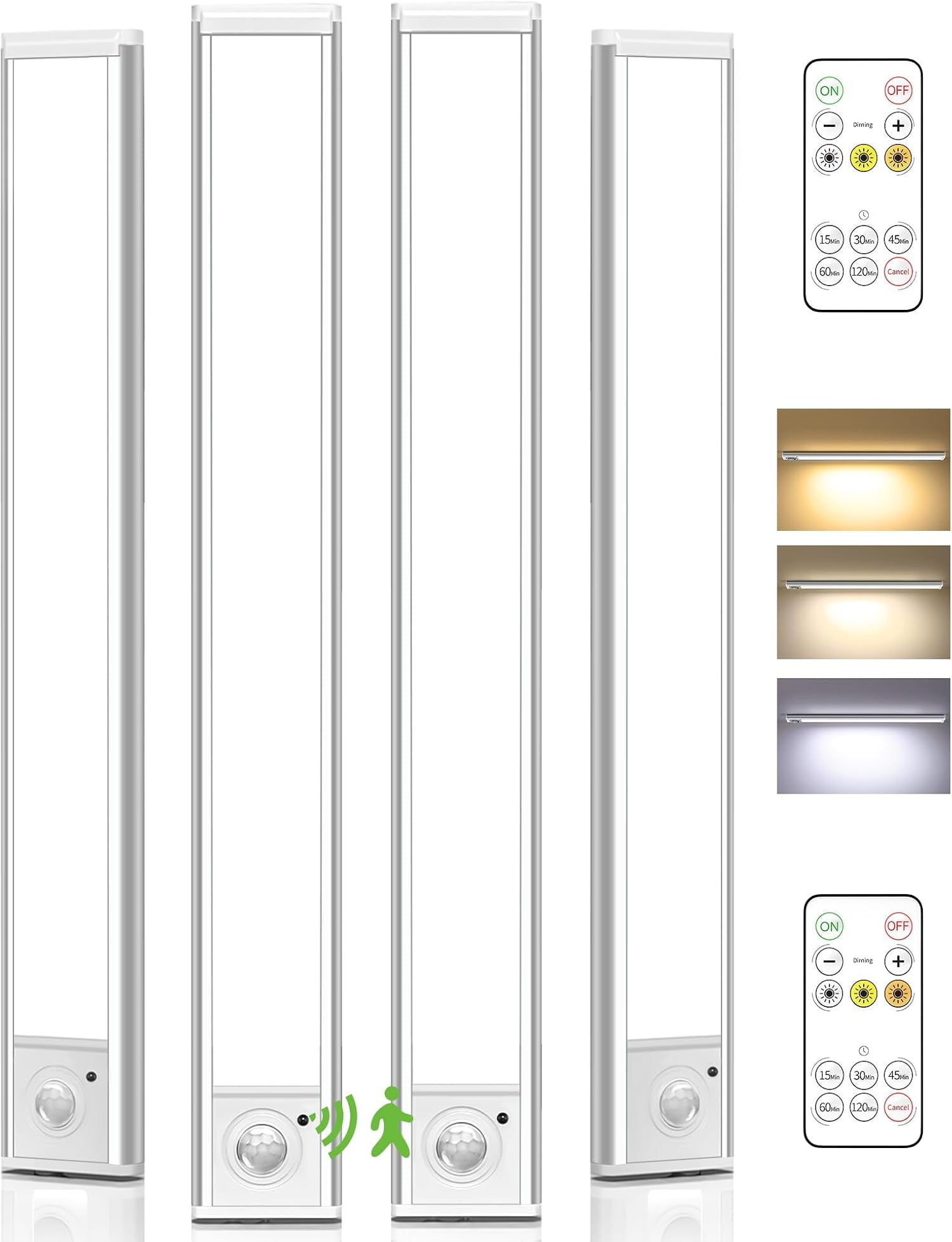 4Pack 16inch Under Cabinet Lighting, Motion Sensor Light Indoor ...