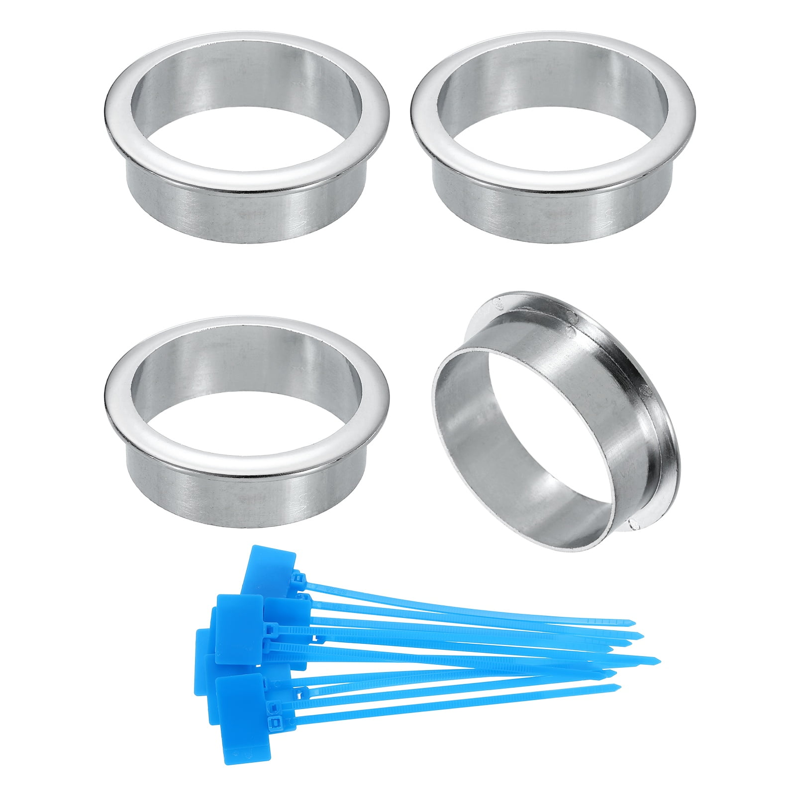 4Pack 2" (50mm) ABS Plastic Cable Hole Cover with Cable Ties, Silver ...