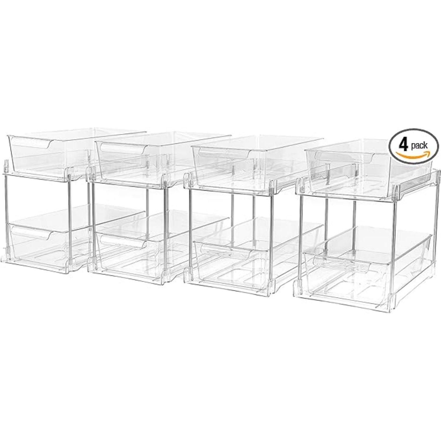 4Pack 2-Tier Bathroom Storage Organizer, Clear Under Sink Organizers ...