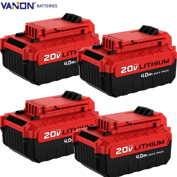 Porter Cable 20V Max 4-Pack 4.0Ah Lithium-Ion Battery for Tools PCC680L ...