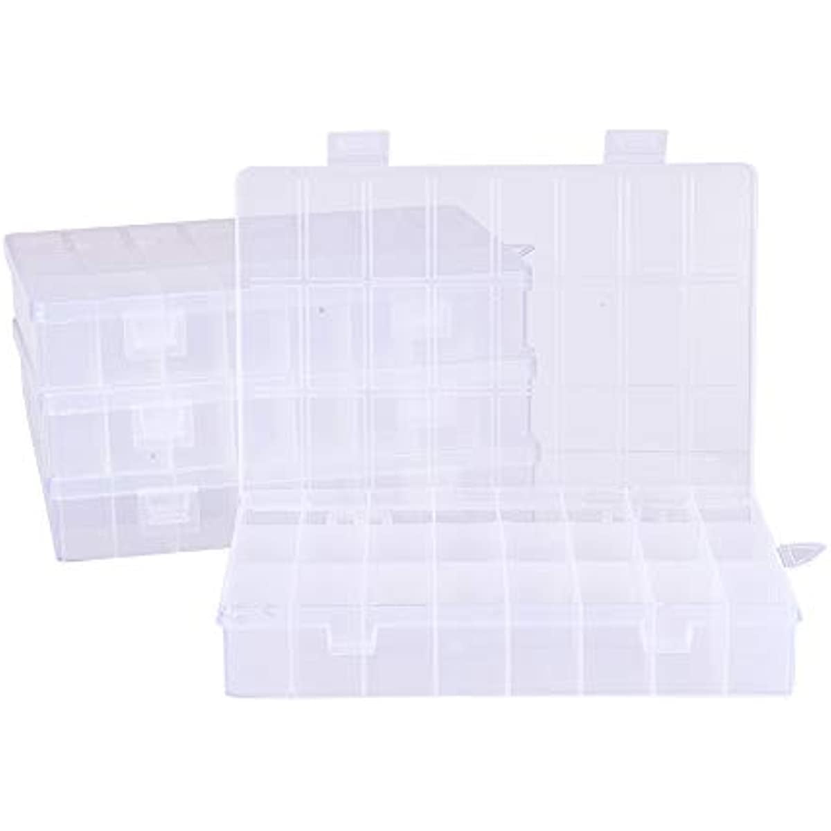 4Pack 24Grids Jewelry Dividers Box Organizer Clear Plastic Bead Case ...