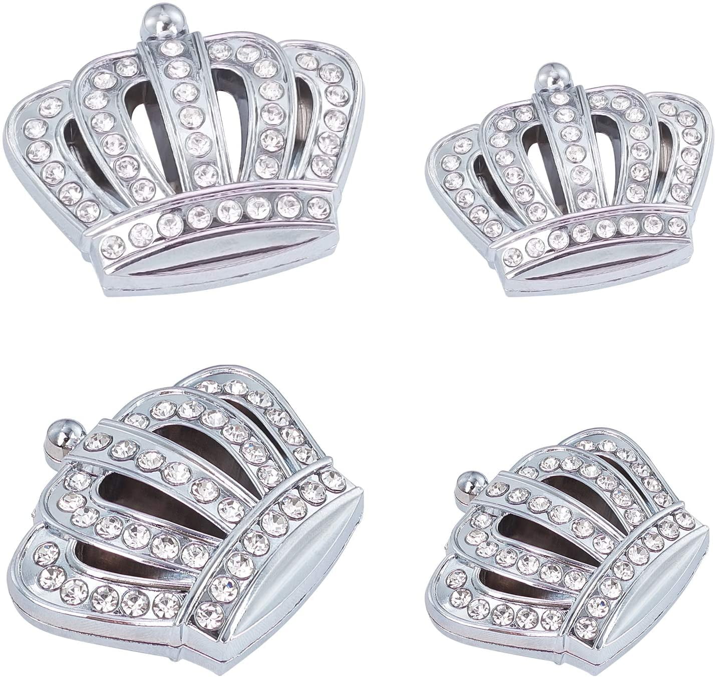 4Pack 2Size Bling Princess Crown Car Emblem Platinum Crown Emblem Badge ...
