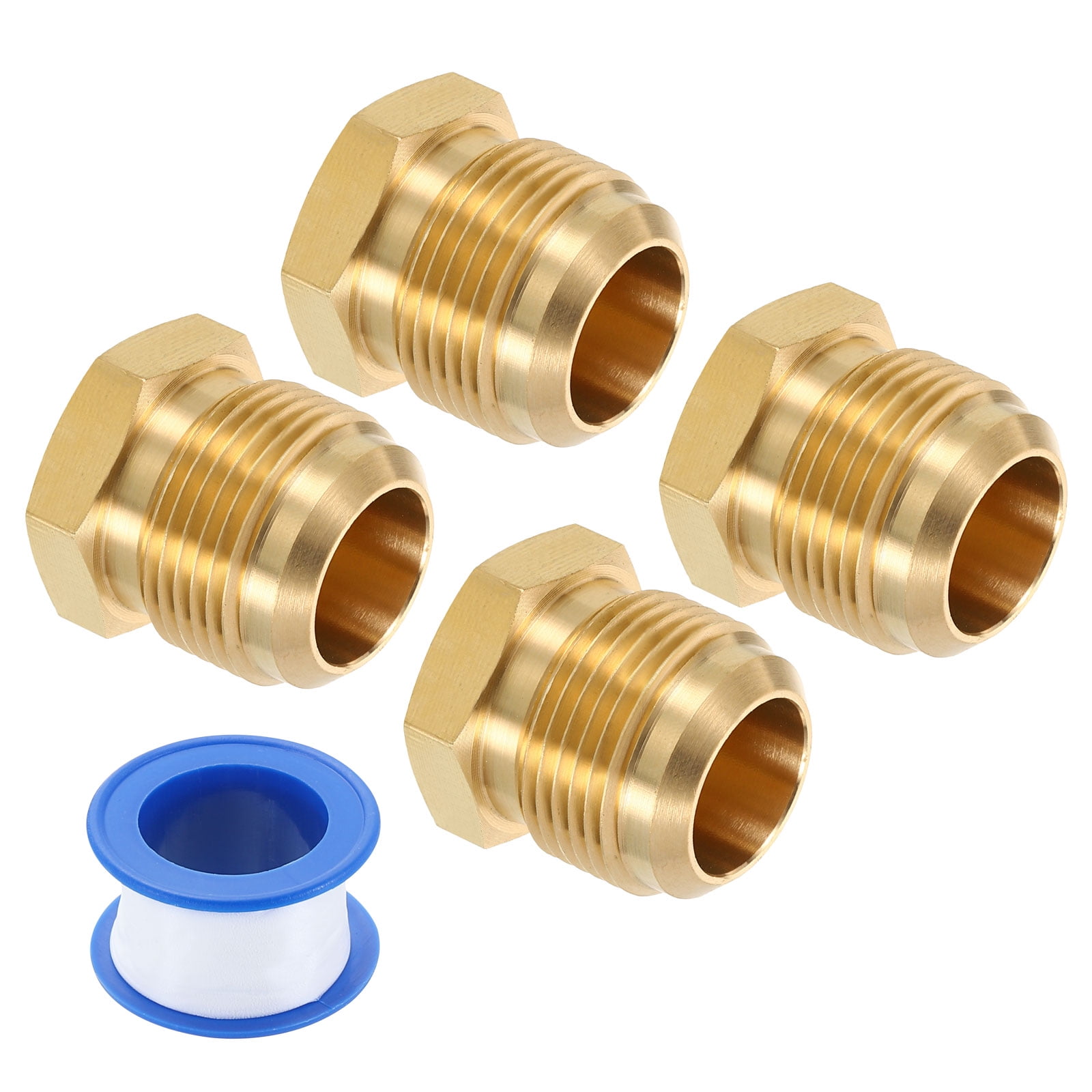 4Pack 3/4" Tube OD Brass Flare Plugs, 1-1/16" UNF Male Thread SAE Pipe ...