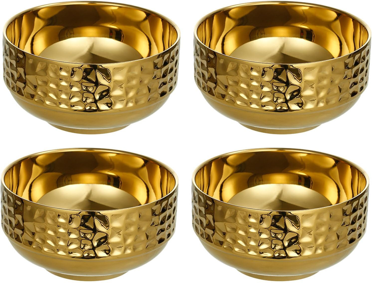 4Pack 304 Stainless Steel Bowls, Small Double Wall Rice Bowls, 18/8 ...