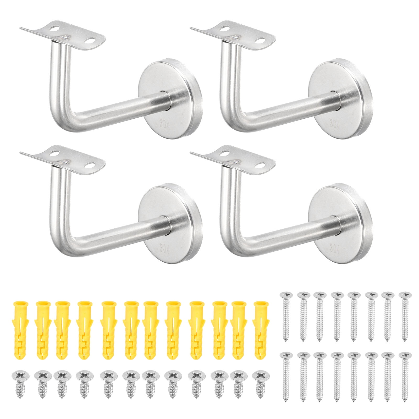 4Pack 304 Stainless Steel Handrail Bracket, Railing Support, Curved, 3. ...
