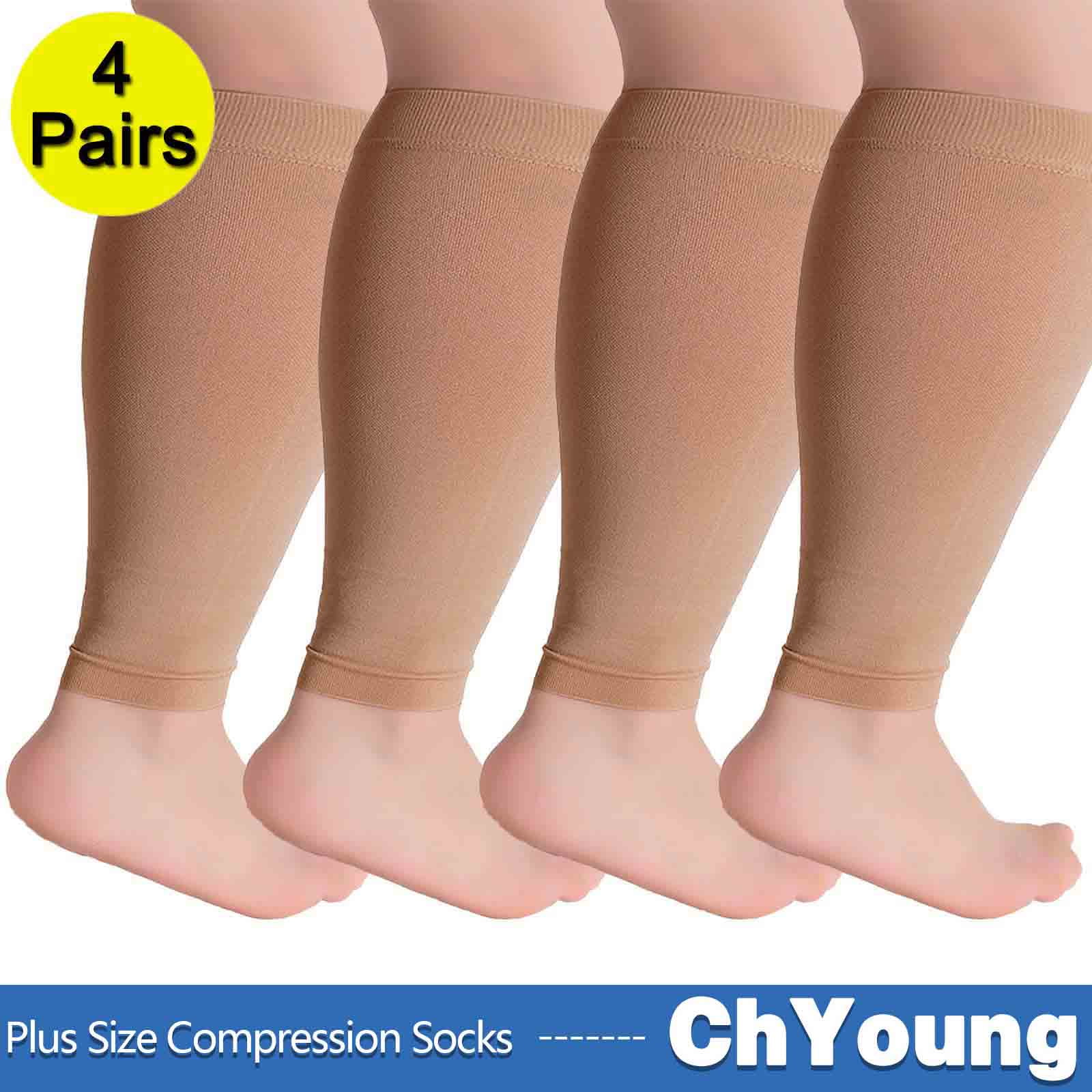 4Pack 3XL Extra Wide Calf Compression Stockings for Women & Men, Plus ...