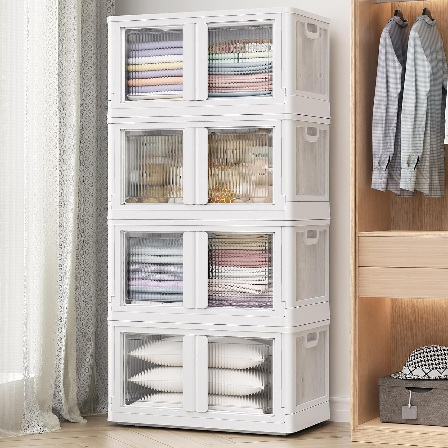 4Pack 400QT Total Plastic Storage Bins With Lids, 100Gal Total ...