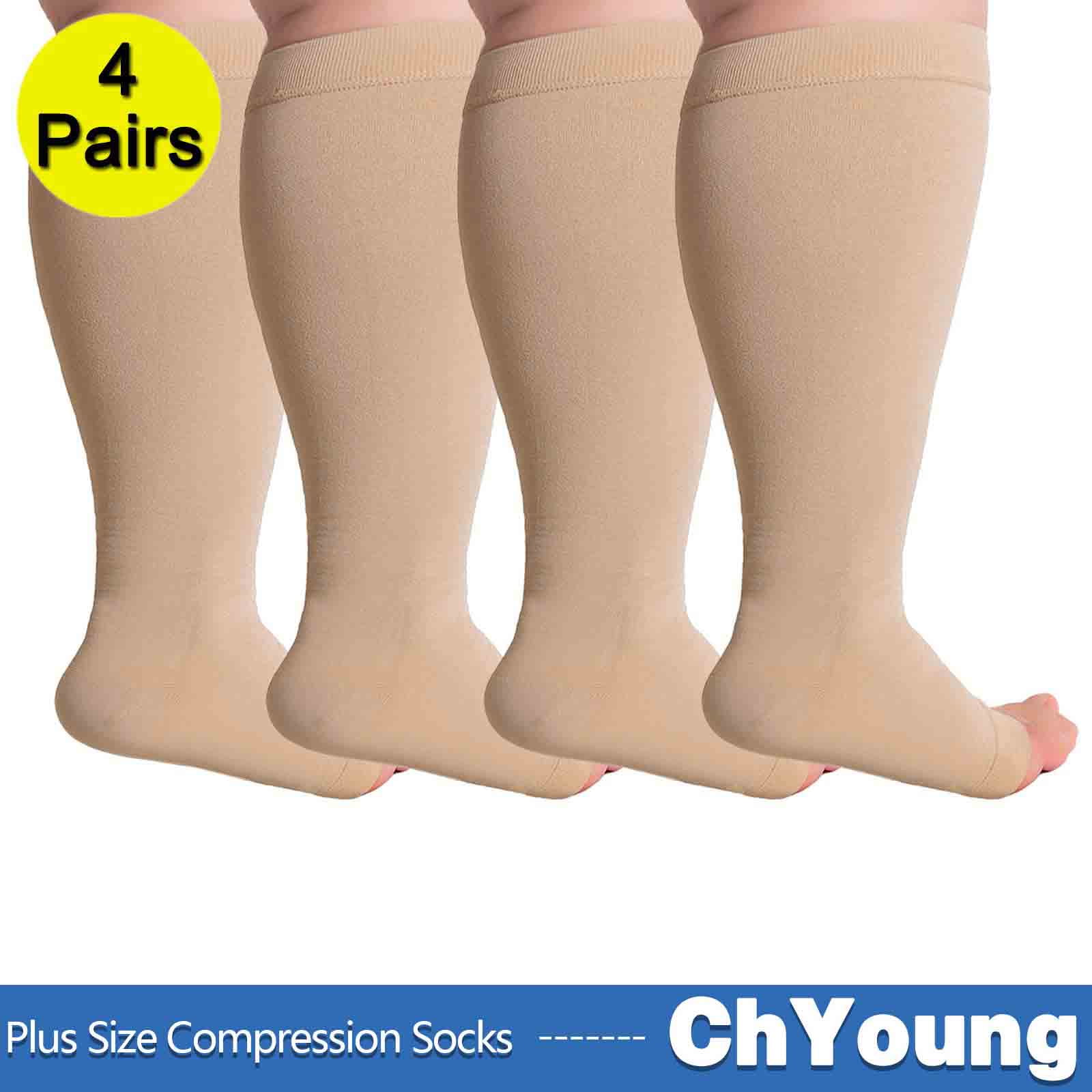 4Pack 5XL 13# Open Toe Compression Socks for Men and Women Stockings 20 ...