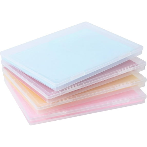 4Pack A4 Plastic Storage Box Letter Paper File Portable Project Case ...