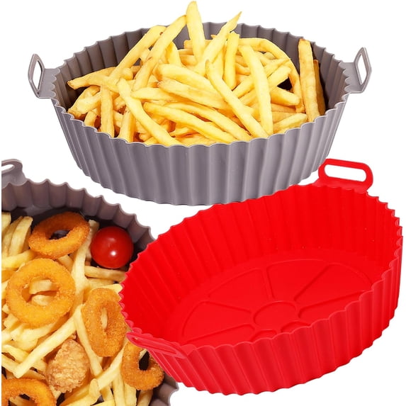4Pack Air Fryer Silicone Liners Pot Reusable Non-Stick Basket Bowl Fit ...