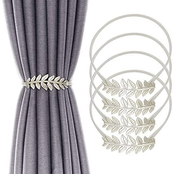 4Pack Aluminum Alloy Spring Design Curtain Tiebacks - Leaf Carving ...