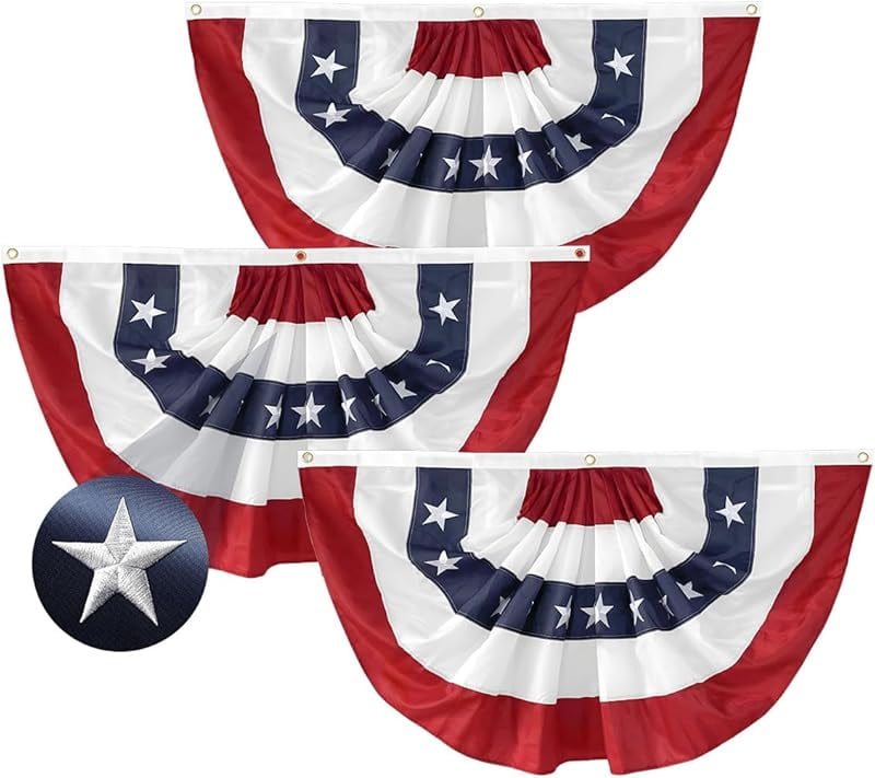4Pack American Bunting Flags 2x4Ft USA Pleated Fan Flag 4th of July ...