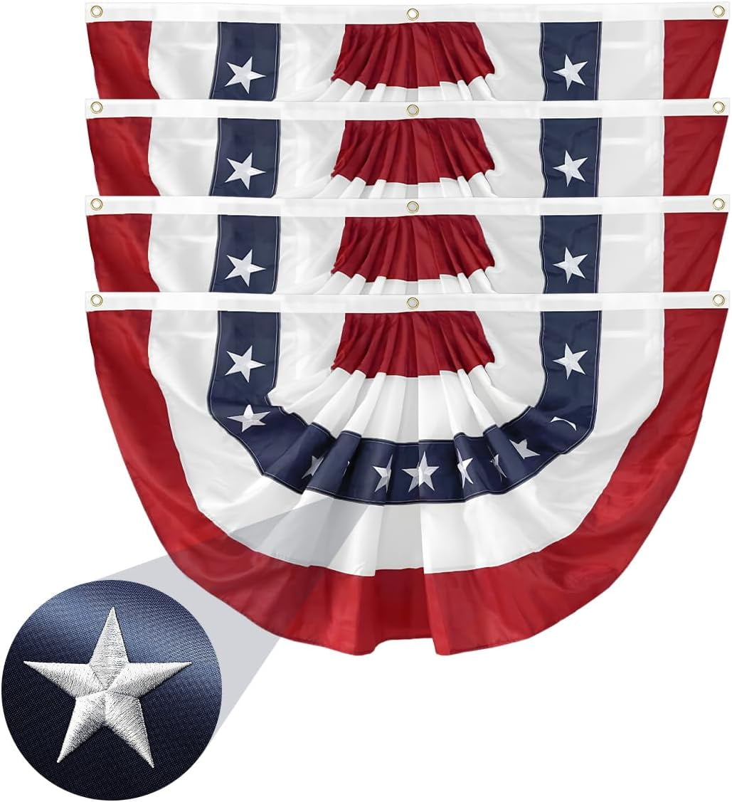 4Pack American Bunting Flags 2x4Ft USA Pleated Fan Flag 4th of July ...