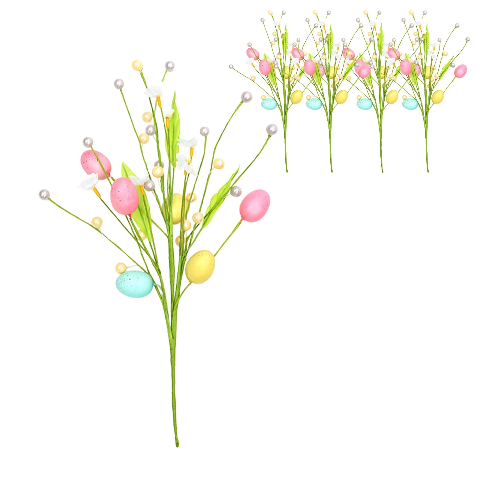 4Pack Artificial Pink Easter Spray Vine with Pastel Easter Eggs and ...