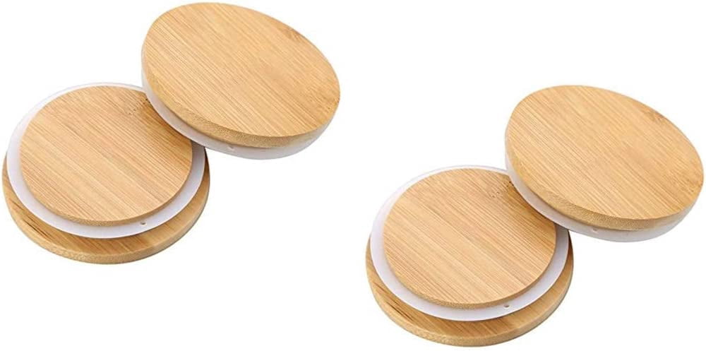 4Pack Bamboo Mason Jar Lids,Natural Decorative Wide Mouth Storage ...