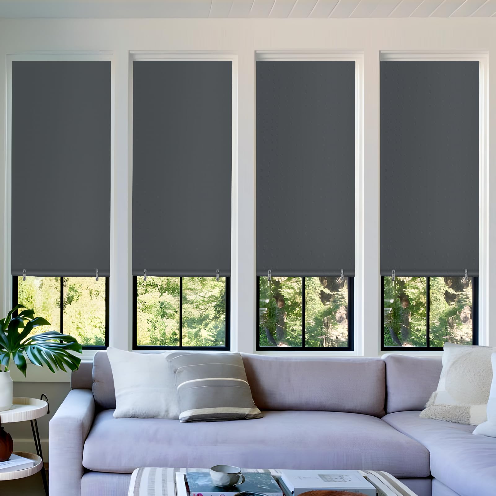 4Pack Blackout Roller Window Shades, Cordless Roller Shades, No Tools ...