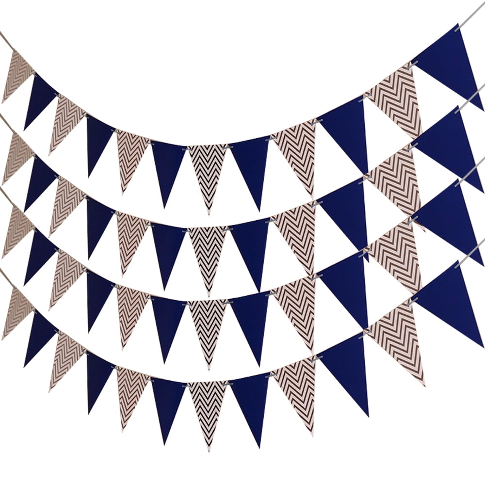 4Pack Blue Party Decorations Triangle Flag Pennant Banner Bunting for ...