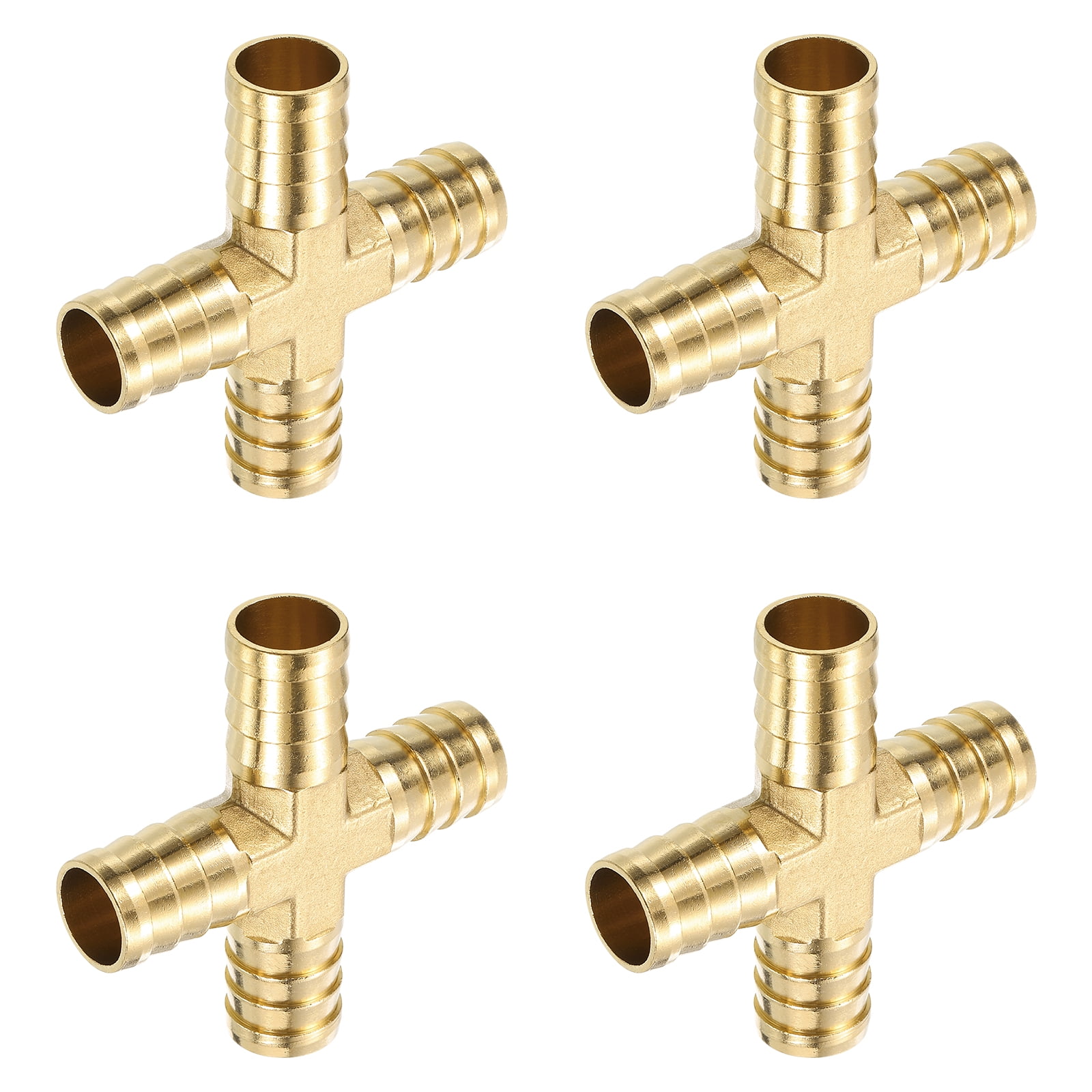 4Pack Brass 4 Way Pipe Fitting, 3/4" (19mm) Cross Barb Union Fitting ...