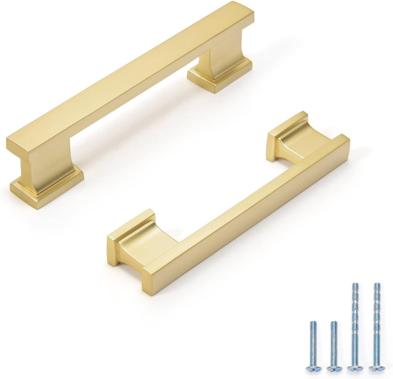 4Pack Brushed Brass Cabinet Pulls, 3.75 Inch(96mm) Hole Centers Cabinet ...