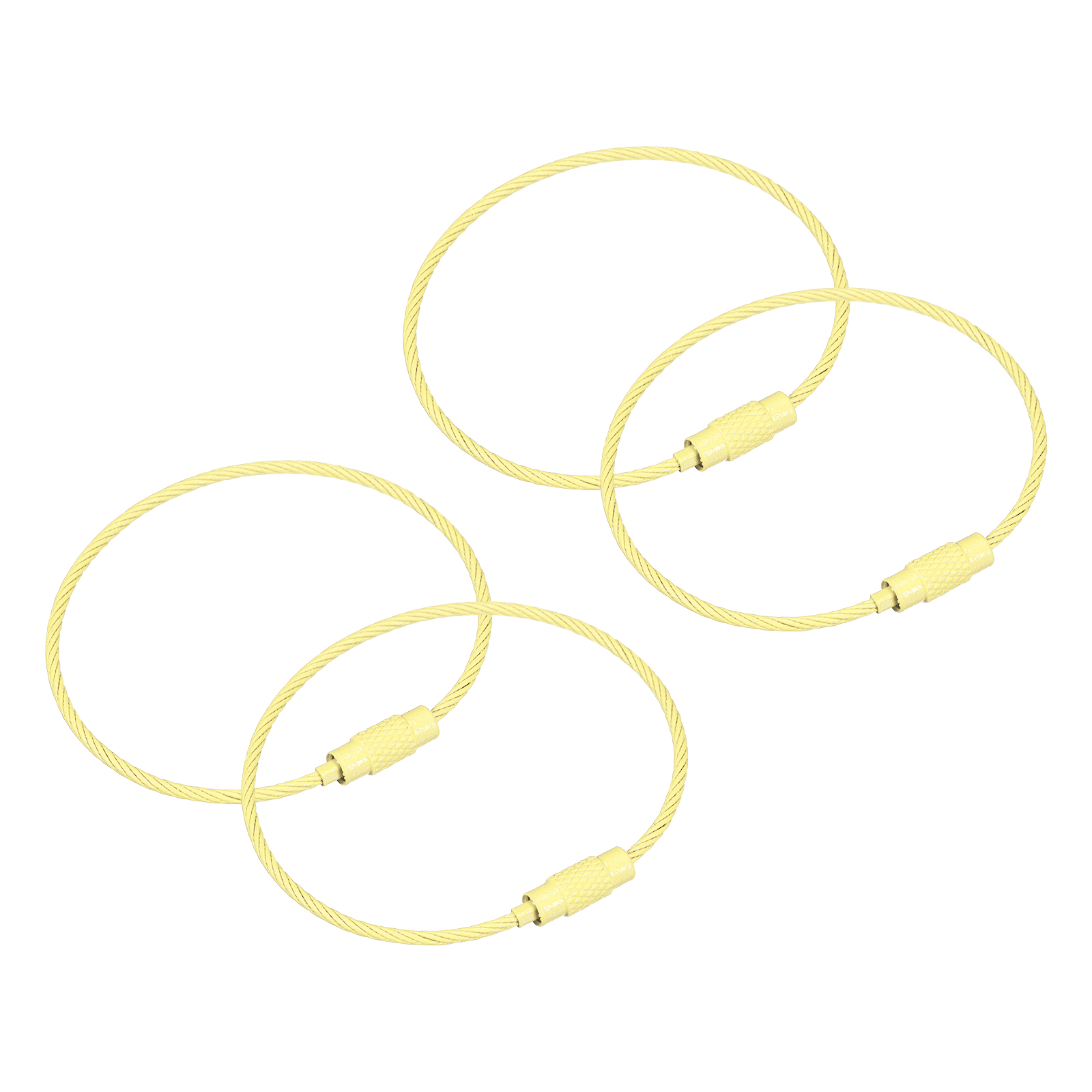 4Pack Cable Key Rings, 6-inch(155mm) Wire Keychain Twist Loops, Cream ...