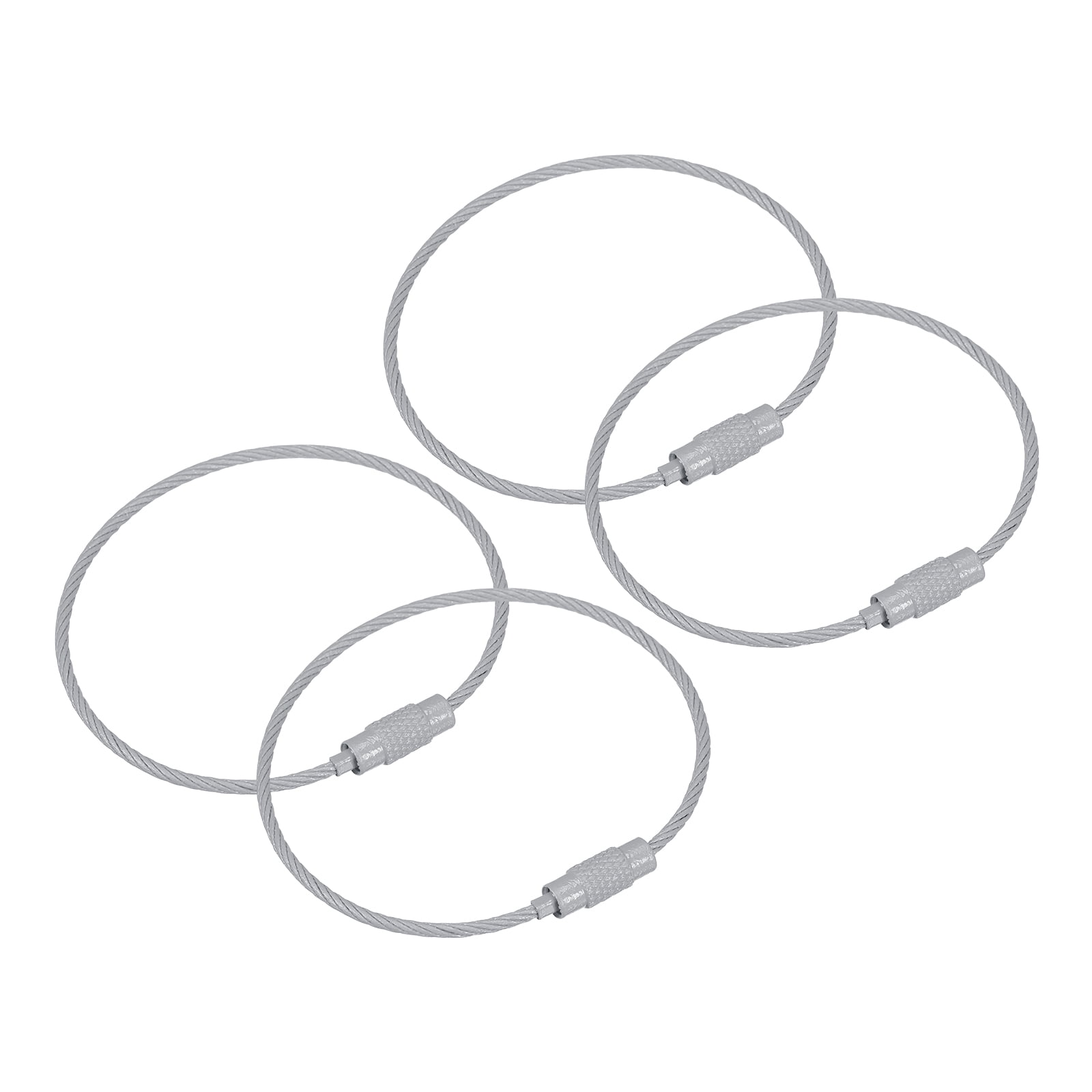 4Pack Cable Key Rings, 6-inch(155mm) Wire Keychain Twist Loops, Grey ...