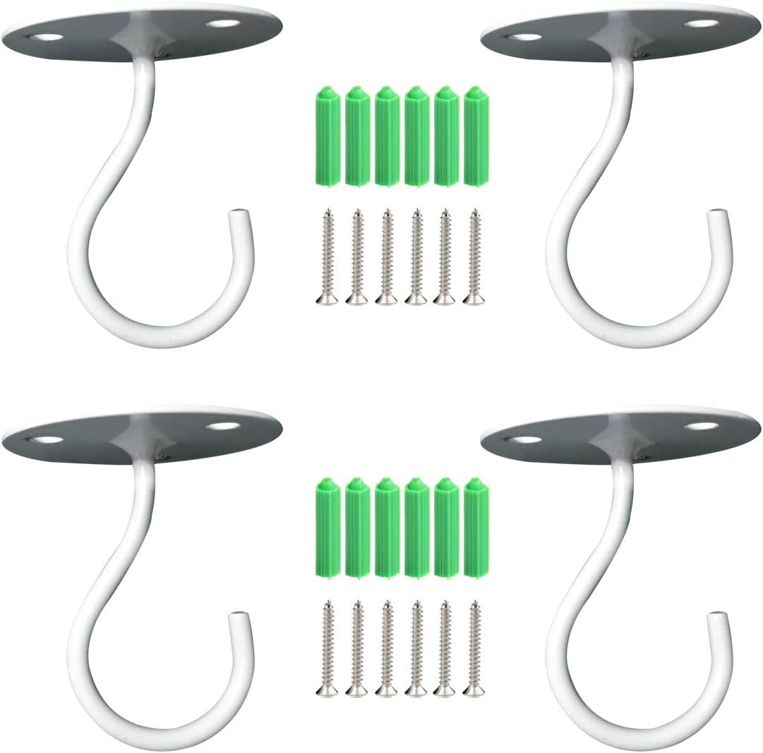 4Pack Ceiling Hooks for Hanging Plants, Metal Plant Brackets Iron Wall ...