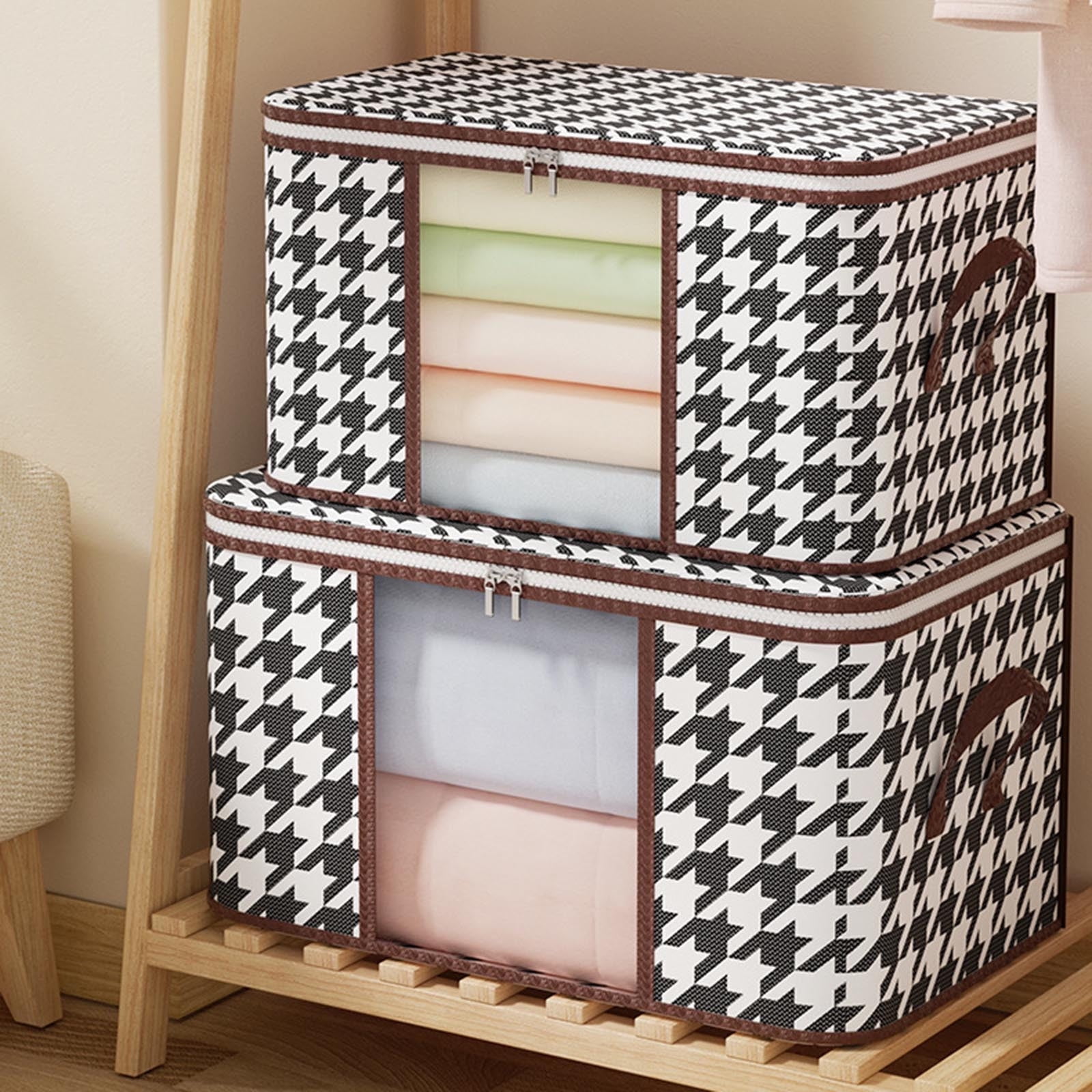 4Pack Cloth Storage Bins Organizer with Lids, Foldable Clothes Storage ...