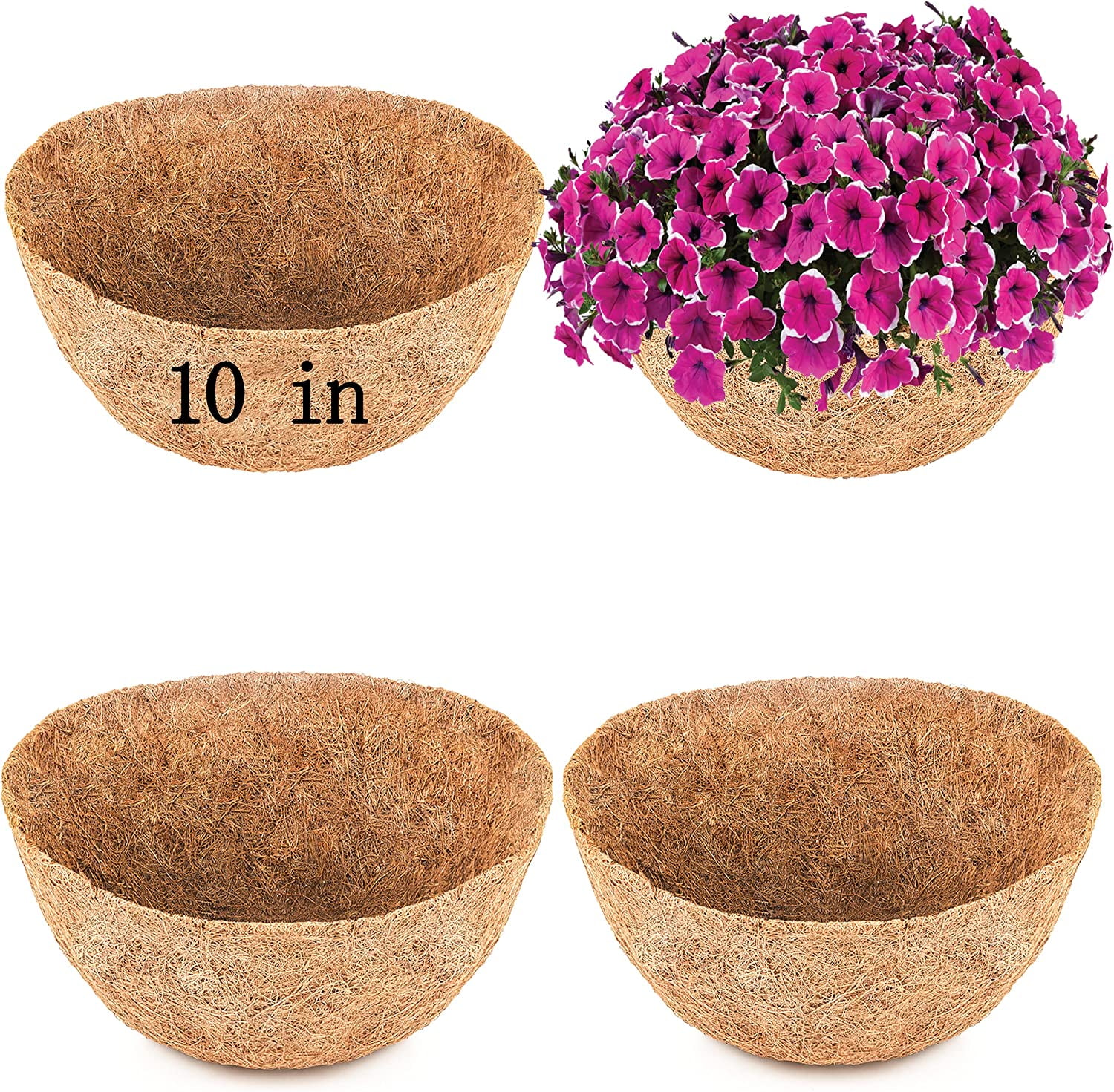 4Pack Coco Liner Coconut Planter Liners for Planters Hanging Basket ...