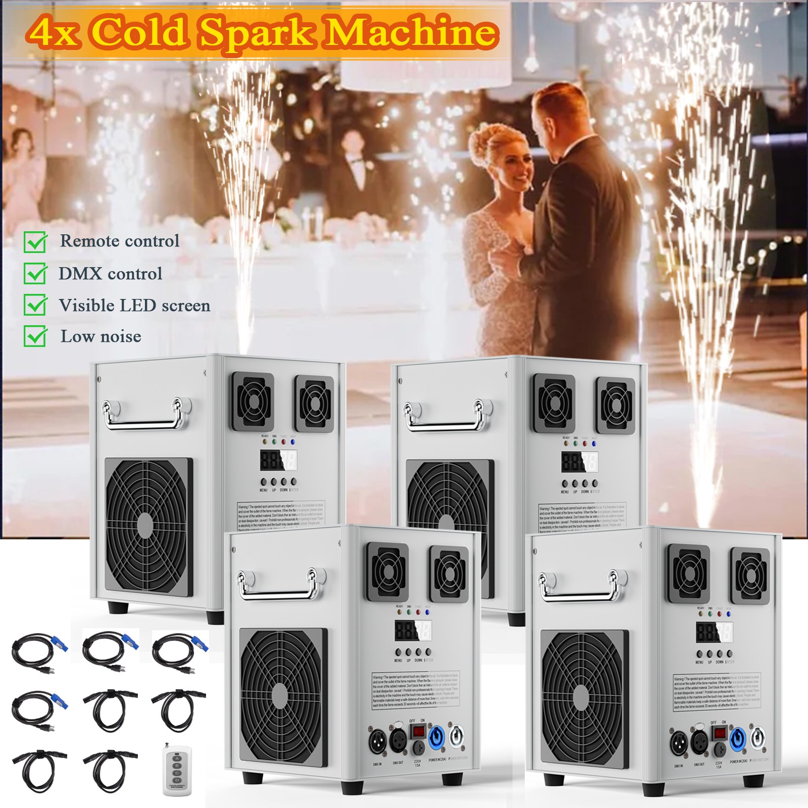 4Pack Cold Spark Machine DMX Firework Machine 3-16ft Adjustable for ...