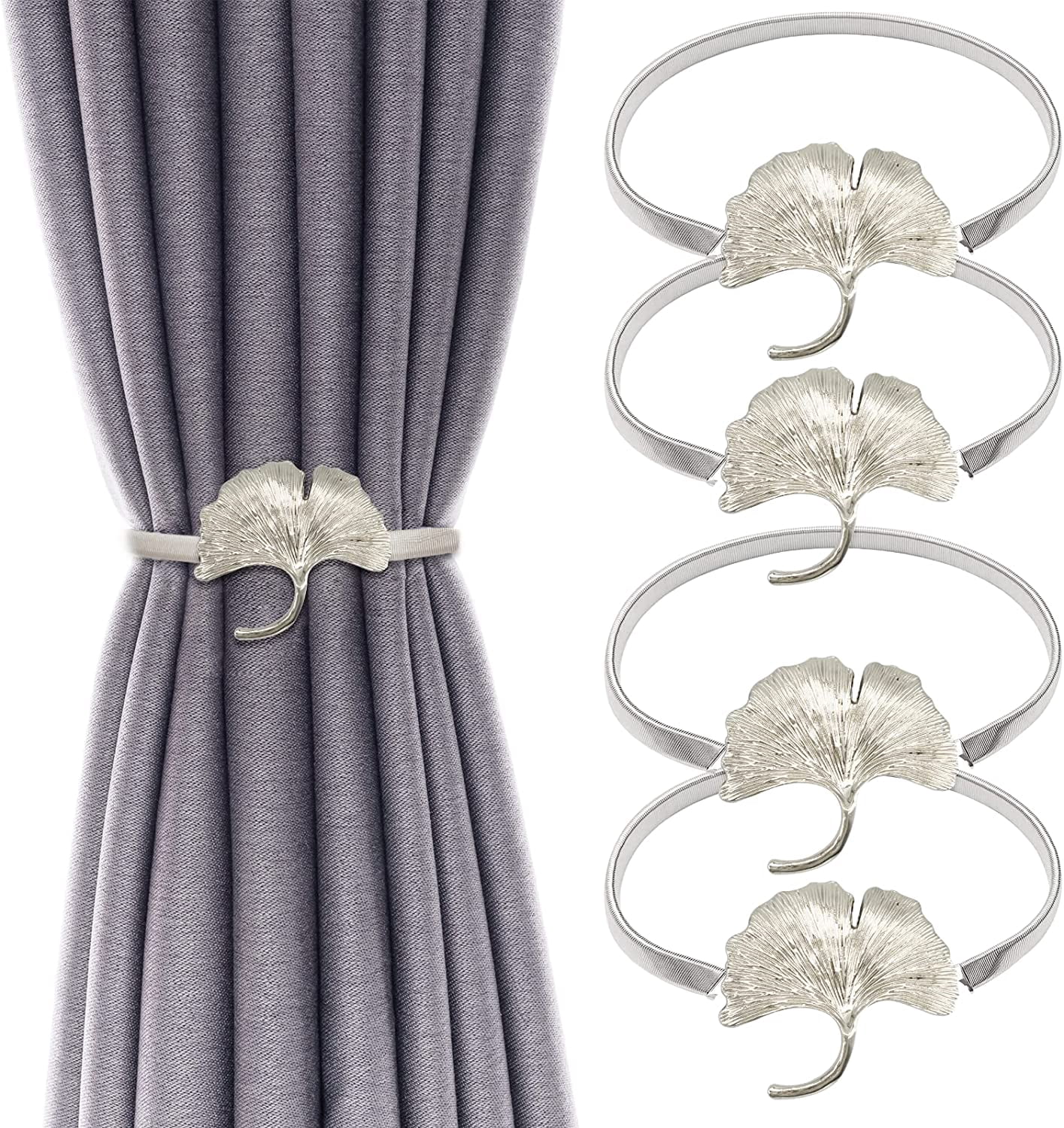 4Pack Curtain Tiebacks Aluminum Alloy Spring Design Curtain Holdback ...
