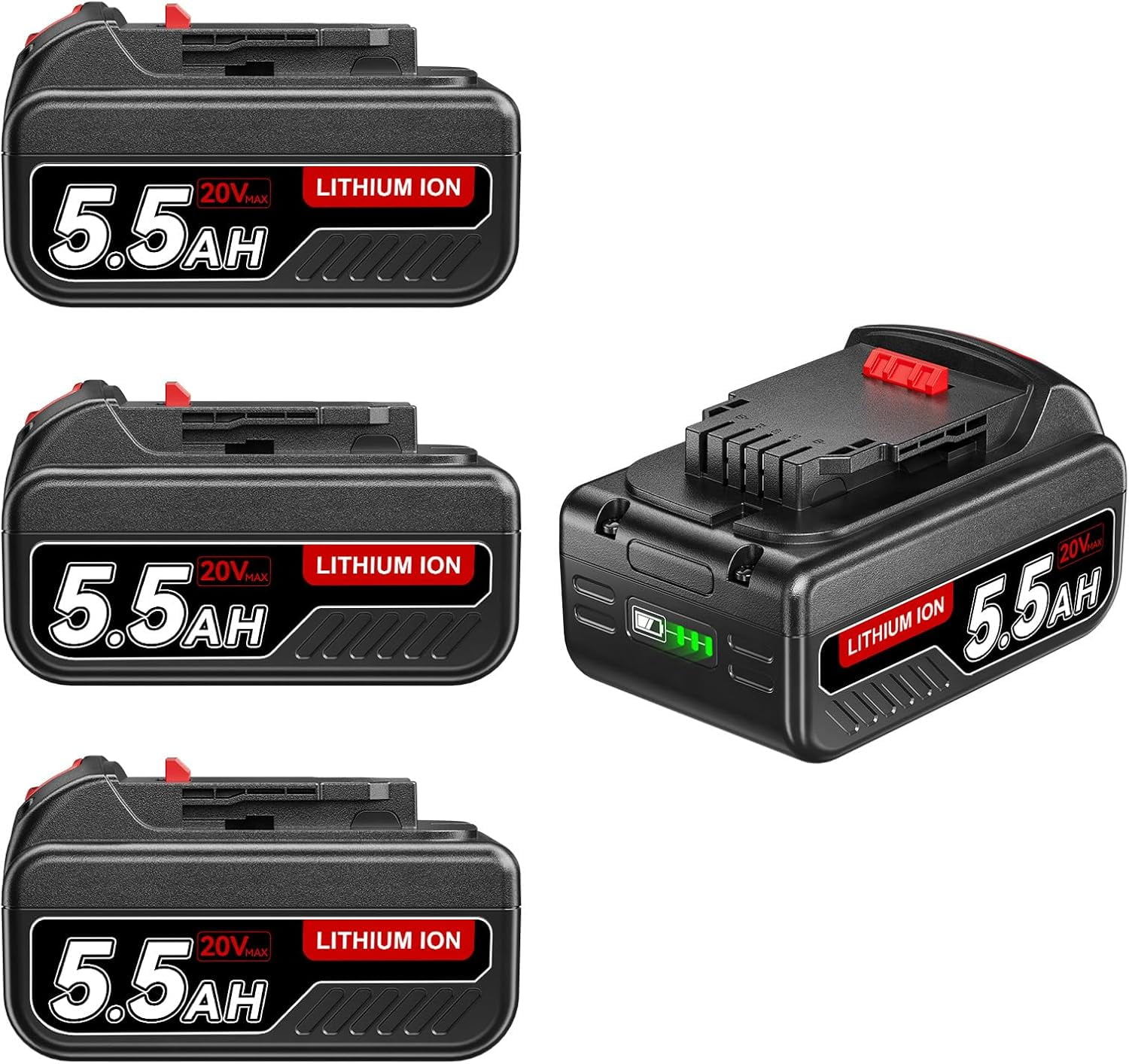 4Pack DCB200 20V 5.5Ah Li-ion Replacement for 20V Battery DCD DCF DCG ...