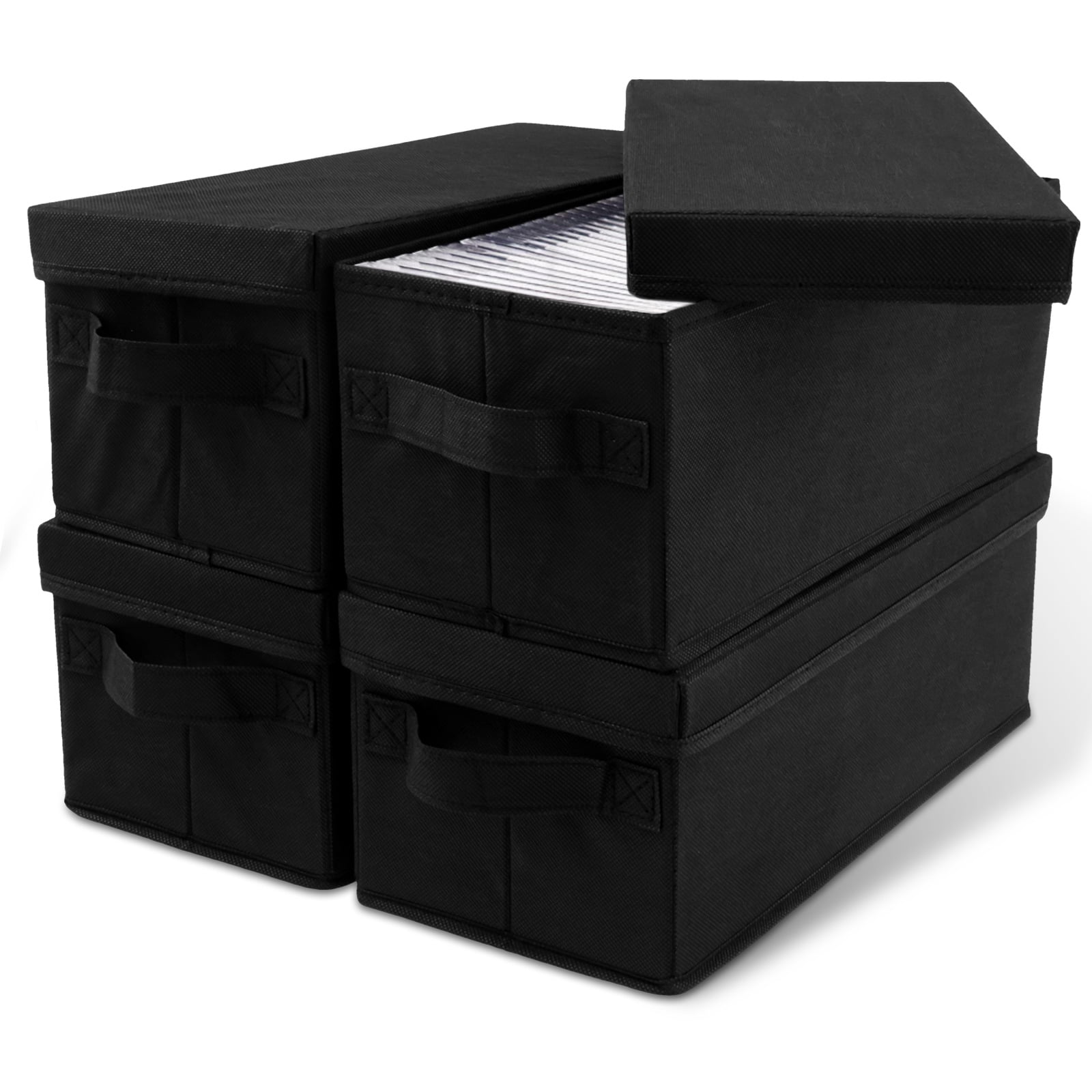 4Pack DVD Storage Box Movie Organizers - Disc Holders with Lids to ...