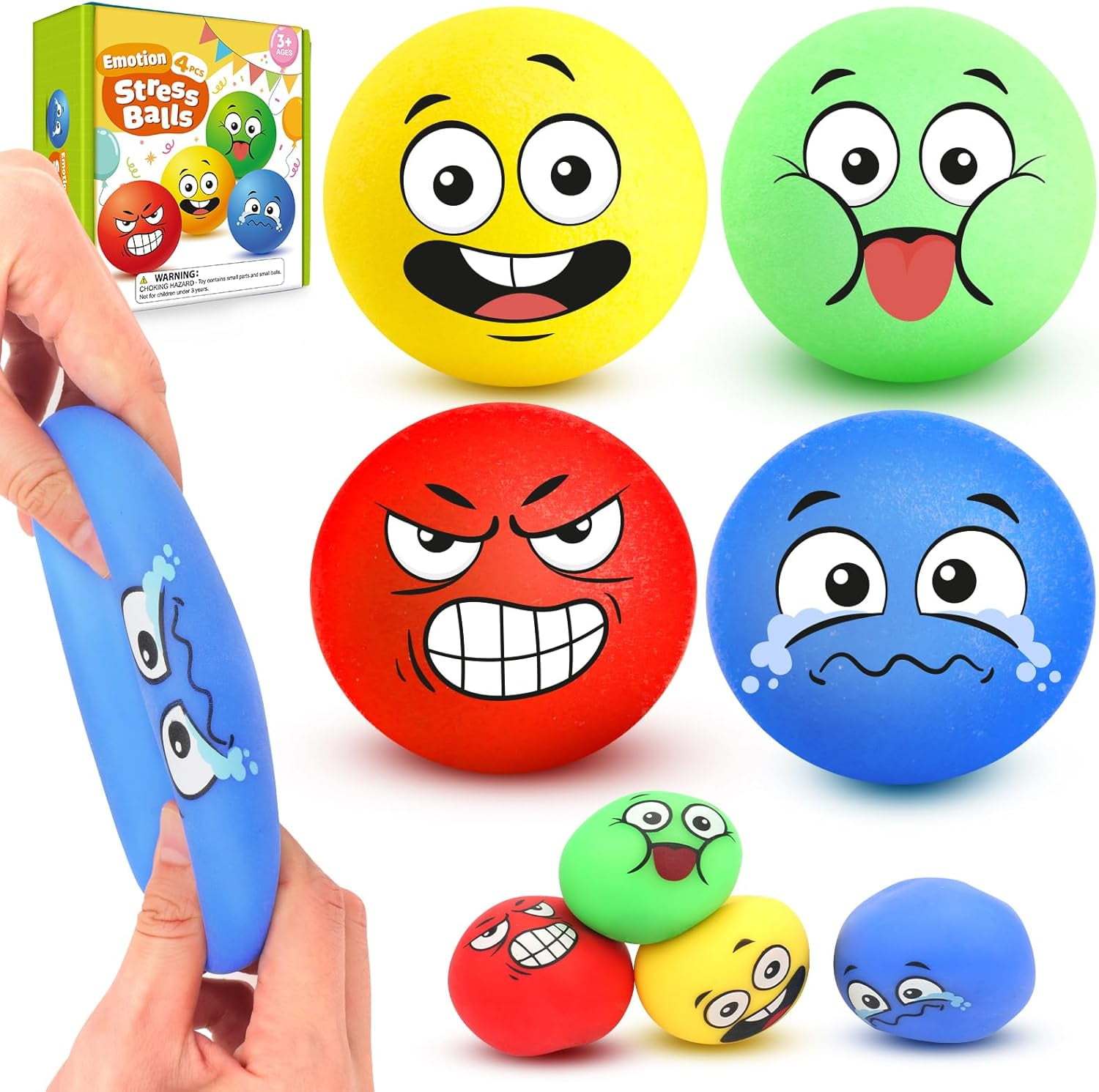 4Pack Emotion Slow Rising Stress Balls - Dough Squishy Balls for ...