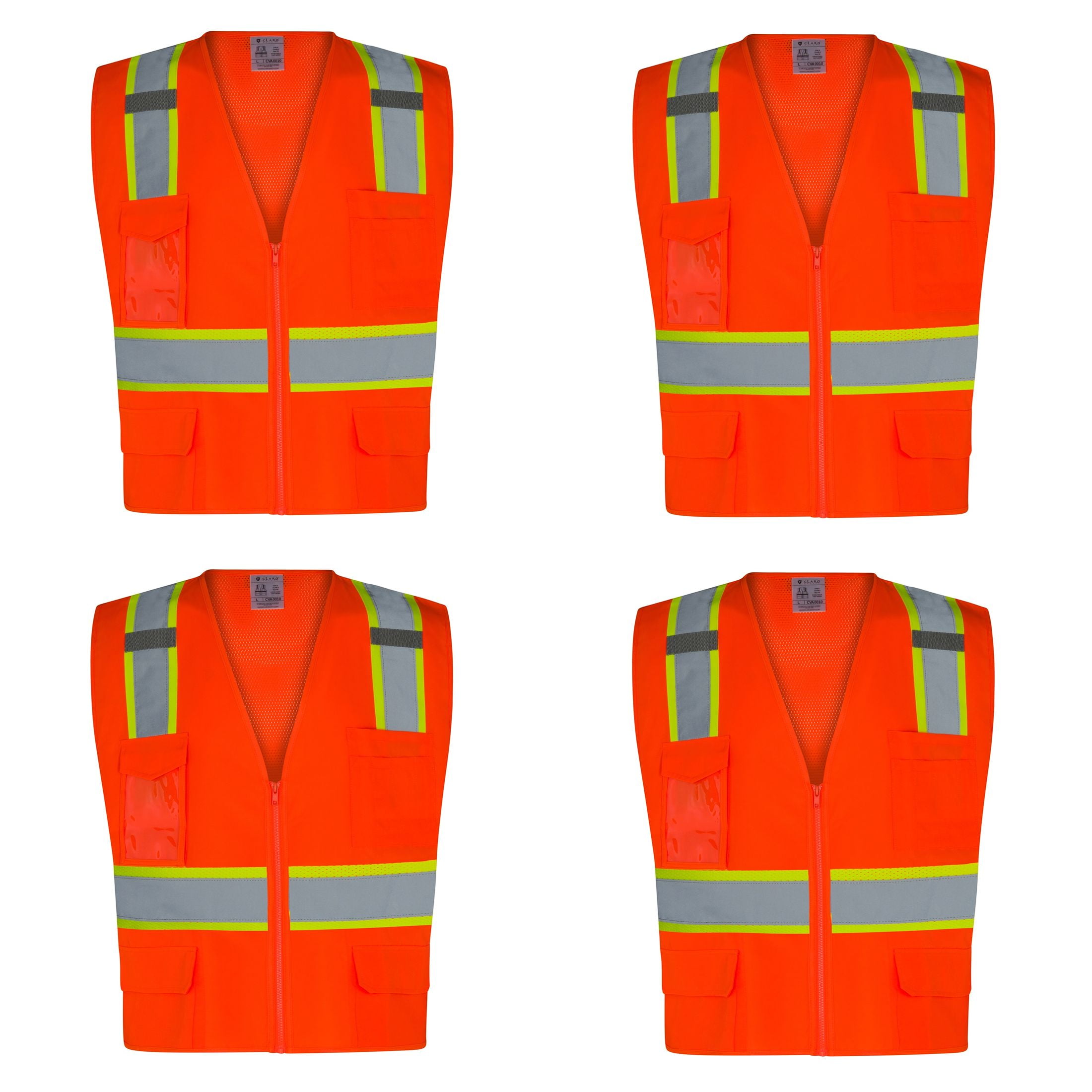 4Pack Everyday ANSI Class 2 Oxford Front Mesh Back 6 Pockets Zipper ...