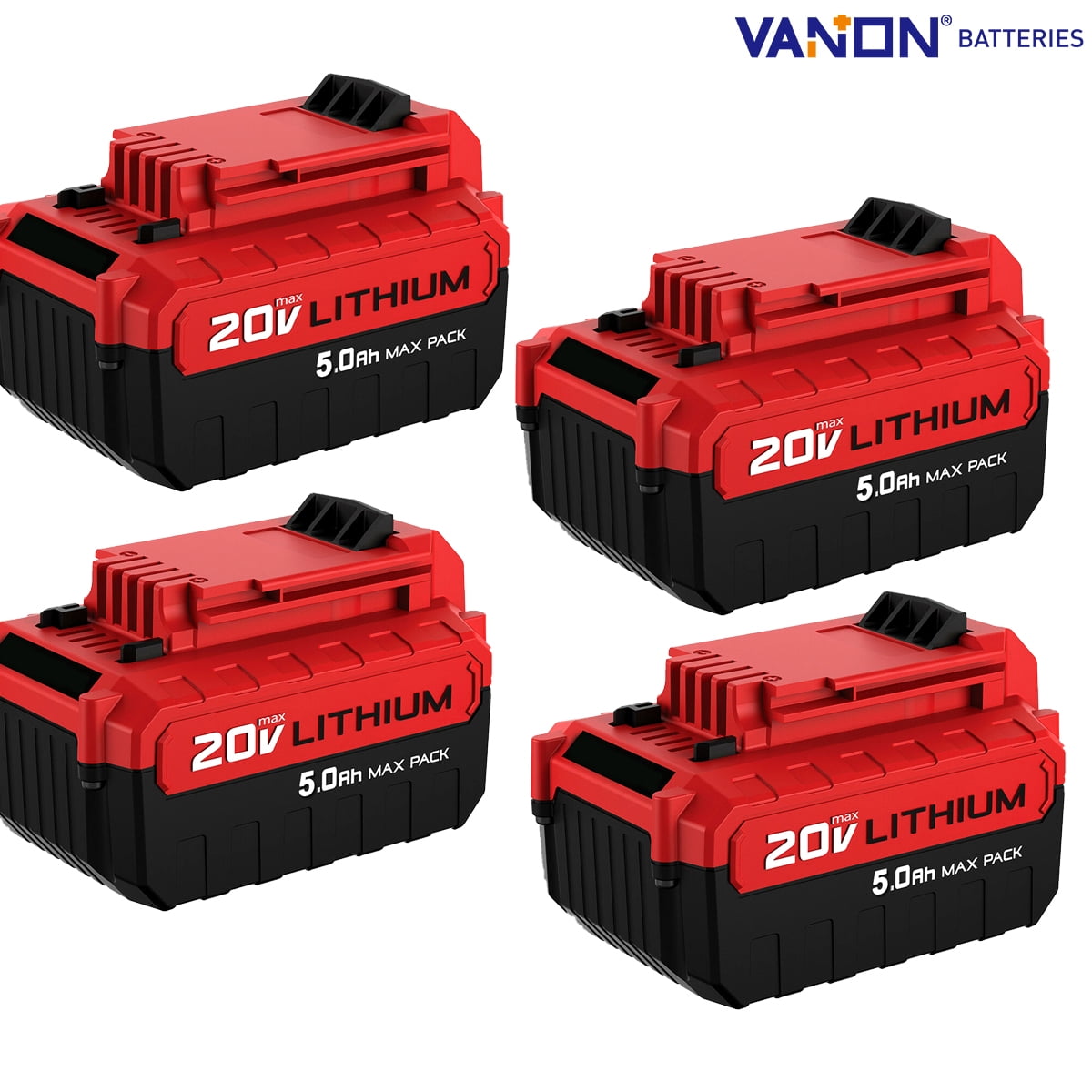 Vanon 4Pack 5.0Ah 20V Lithium Battery Replacement for Porter Cable ...