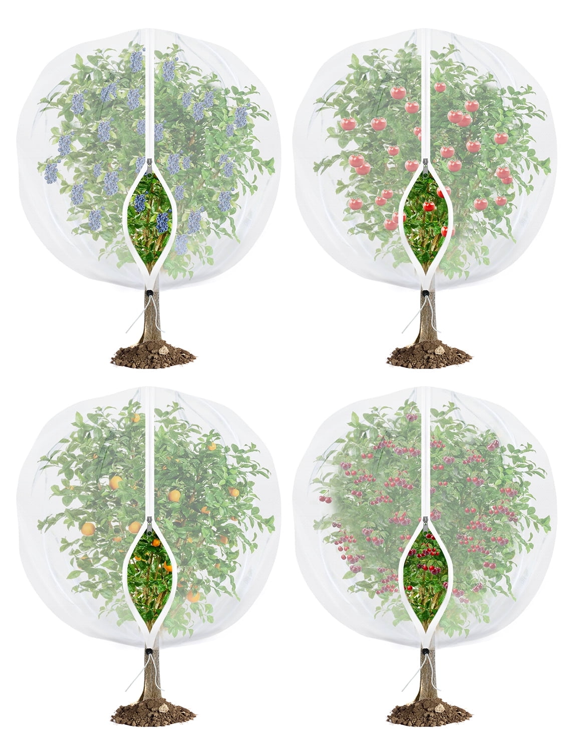 4Pack Fruits Tree Netting with Zipper and Drawstring, 5x5ft Insect Bird ...
