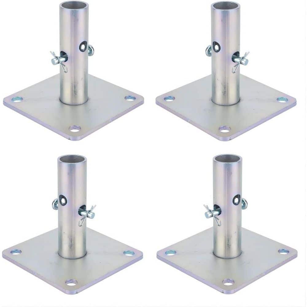 4Pack Galvanized Scaffold Base Plates Silver 5x5x1-5/16 Inch Stable ...