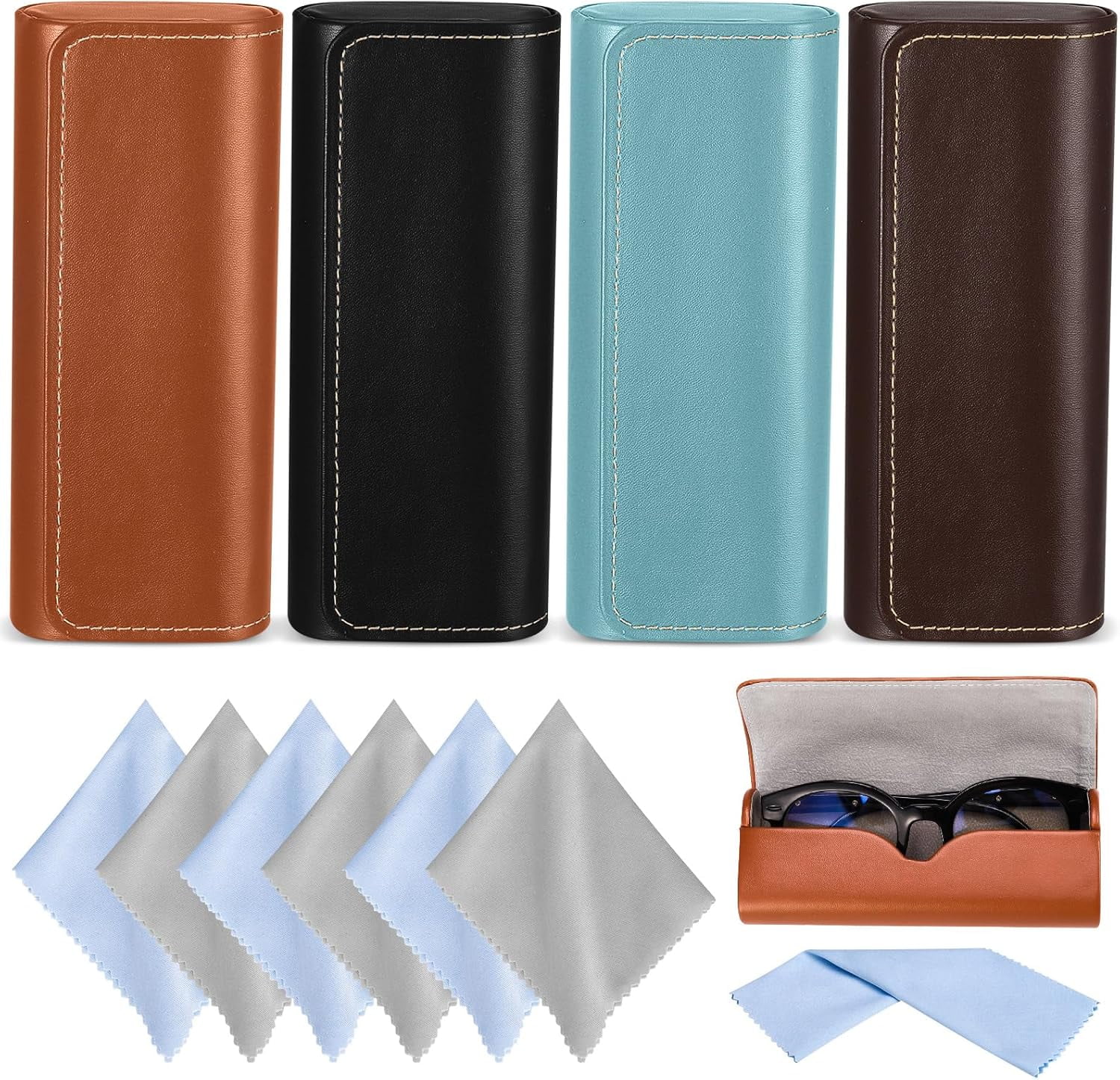 4Pack Glasses Case, Eyeglasses Case Hard Shell, Lightweight Portable ...